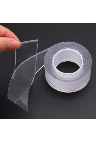 Techmaster Yeniden Yapışabilen Çok Amaçlı Çift Taraflı Jel Bant 3cm x 3mt
