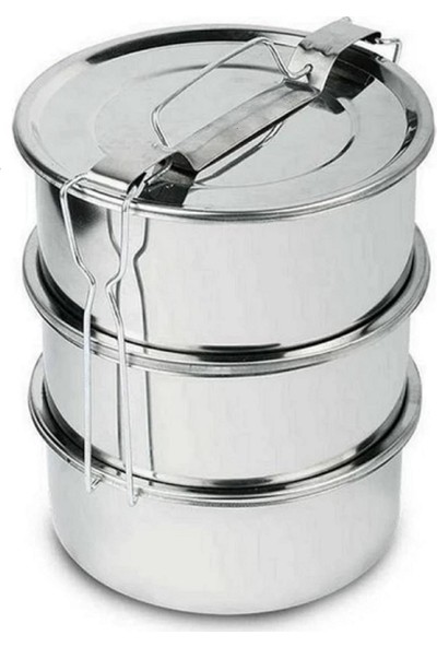 Mobilreyon 3'lü Krom Çelik Sefertası Üç Kişilik 17X6 cm No:3 Mobilreyon 3'lü Krom Çelik Sefertası Üç Kişilik 17X6 cm No:3