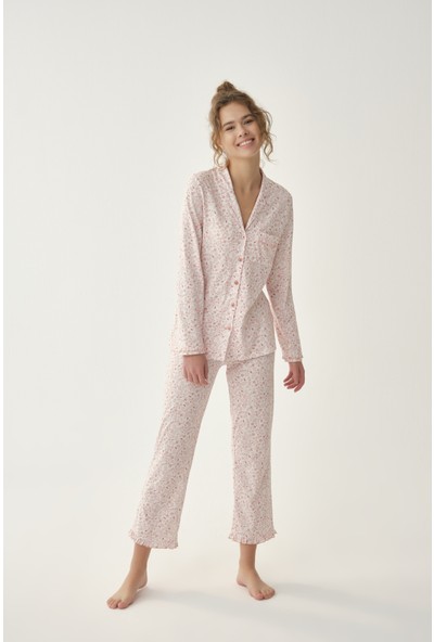 Dagi Pembe Desenli Gömlek Pijama Takım Dagi Pembe Desenli Gömlek Pijama Takım