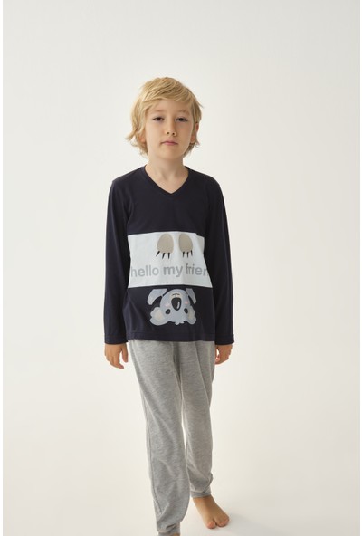 Dagi Lacivert Uzun Kol Pijama Takımı