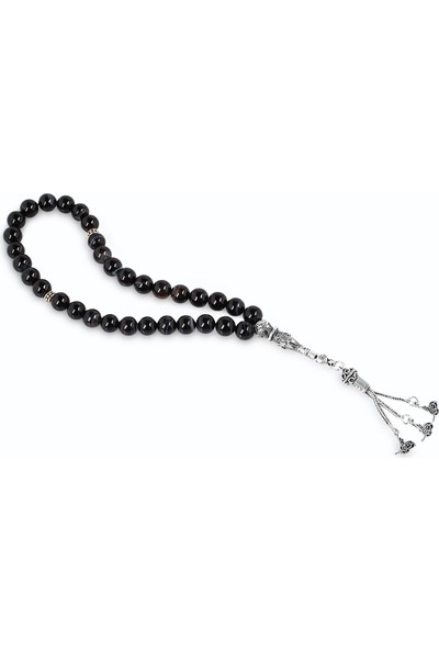 Chavin Black Agate Gümüş Erkek Tesbih cr11