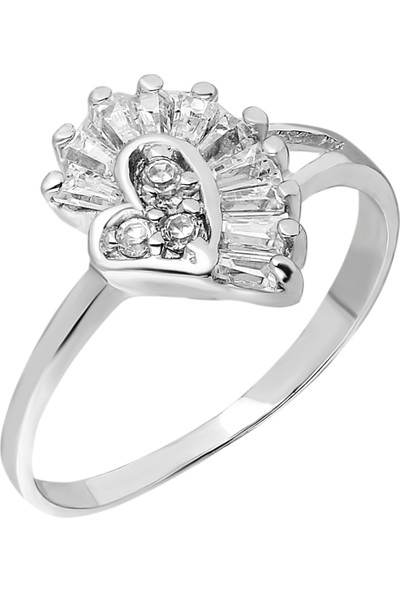 Chavin Baget Taşlı Kalp Gümüş Yüzük 9Ba621