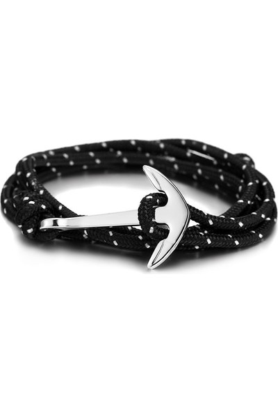 Chavin Siyah İpli Çapa Erkek-Bayan Çelik Bileklik Cz12 Chavin Siyah İpli Çapa Erkek-Bayan Çelik Bileklik Cz12