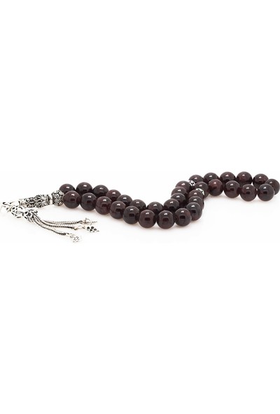 Chavin Granat Taşlı Parlak Gümüş İmameli Tespih bs55