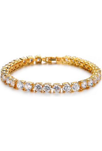 Chavin Altın Kap. Su Yolu 6 Mm. Zirkon Bayan Bileklik Dn74