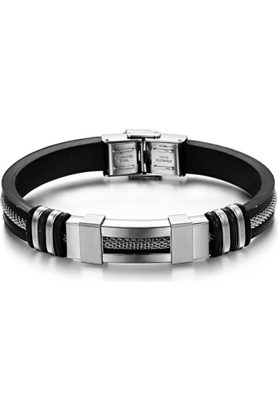 Chavin Burgu Çelik Kauçuk, Çelik Erkek Bileklik dd94