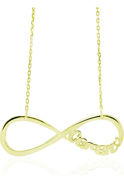 Gümüş üzeri Altın kap. isim özel sonsuzluk işareti kolye ar60sr