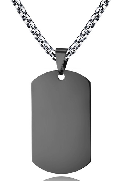 Chavin 60 Cm. 3Mm. Siyah Çelik Dogtag Asker Künyesi Kolye Ds68Sy