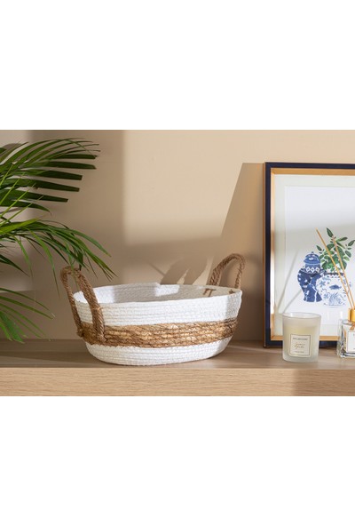 English Home Audrey Sepet 34X20X12 cm Beyaz Kahverengi