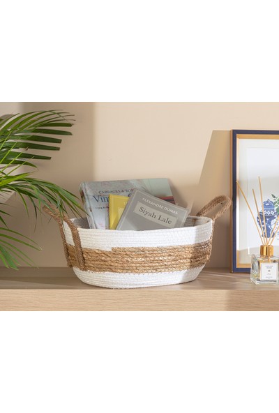 English Home Audrey Sepet 40X24X15 cm Beyaz Kahverengi