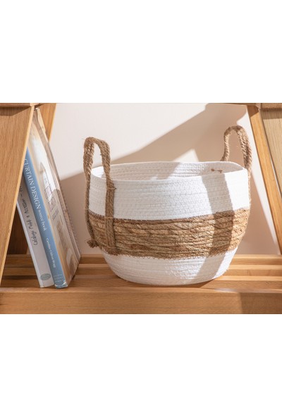 English Home Audrey Sepet 27X27X20 cm Beyaz Kahverengi English Home Audrey Sepet 27X27X20 cm Beyaz Kahverengi