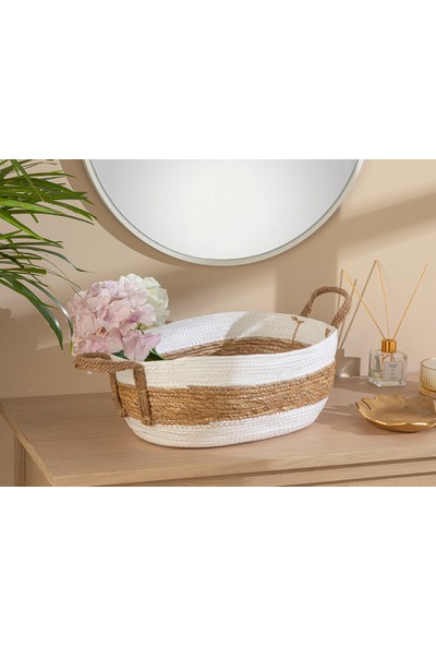 English Home Audrey Sepet 44X26X18 cm Beyaz Kahverengi