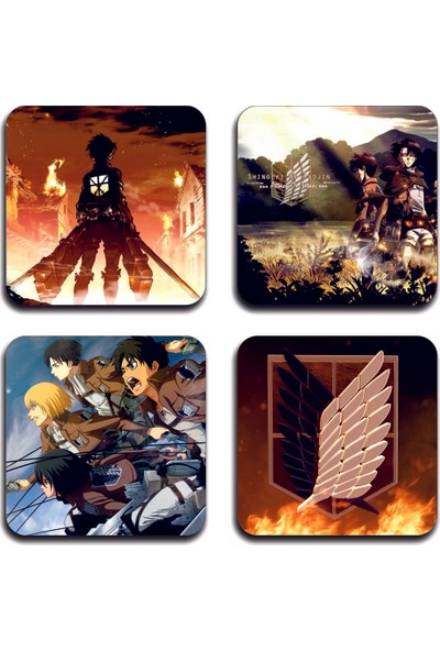 ZID Attack On Titan Bardak Altlığı Set 4'lü Mikasa Eren Keşif Birliği ZID Attack On Titan Bardak Altlığı Set 4'lü Mikasa Eren Keşif Birliği
