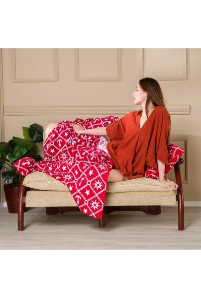 Miespiga Marin Desen Triko Battaniye Koltuk Şalı