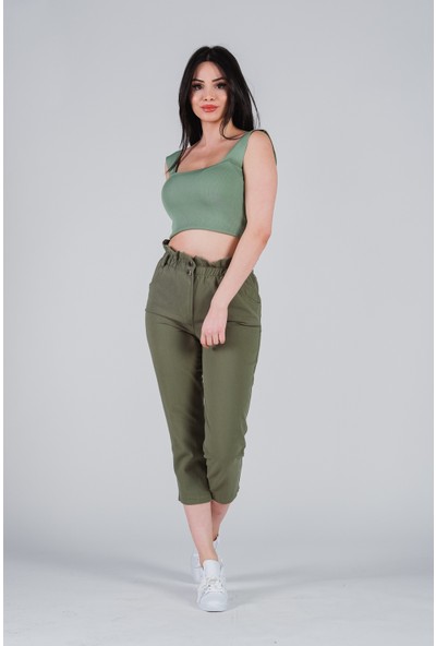 Yare Beli Fırfırlı Boyfriend Pantolon