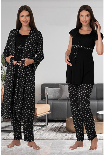 Effort Effortt Siyah Sabahlıklı Lohusa Pijama Takımı Effort Effortt Siyah Sabahlıklı Lohusa Pijama Takımı