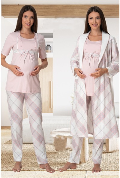 Effort Effortt Pudra Sabahlıklı Lohusa Pijama Takımı Effort Effortt Pudra Sabahlıklı Lohusa Pijama Takımı