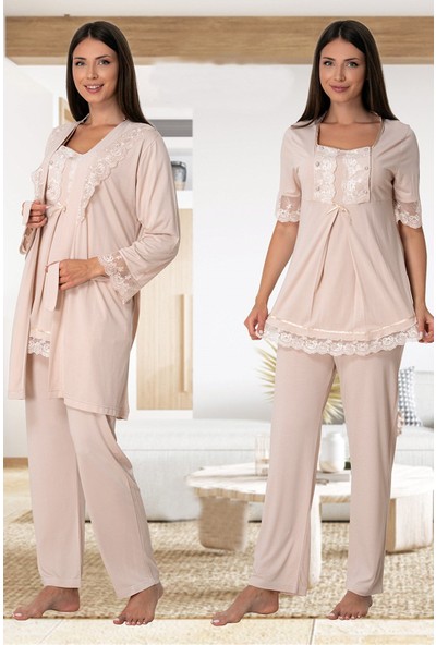 Effort Effortt Kahverengi Sabahlıklı Lohusa Pijama Takımı Effort Effortt Kahverengi Sabahlıklı Lohusa Pijama Takımı