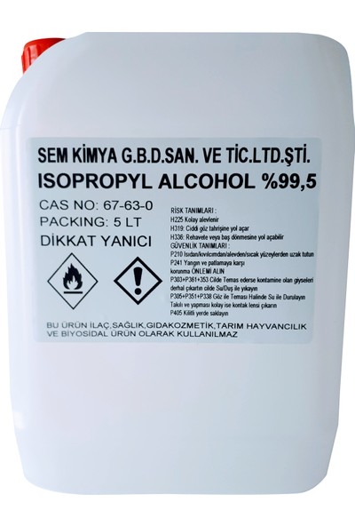 Semkimya Izopropil Alkol (Ipa ) %99,9 5 lt Semkimya Izopropil Alkol (Ipa ) %99,9 5 lt