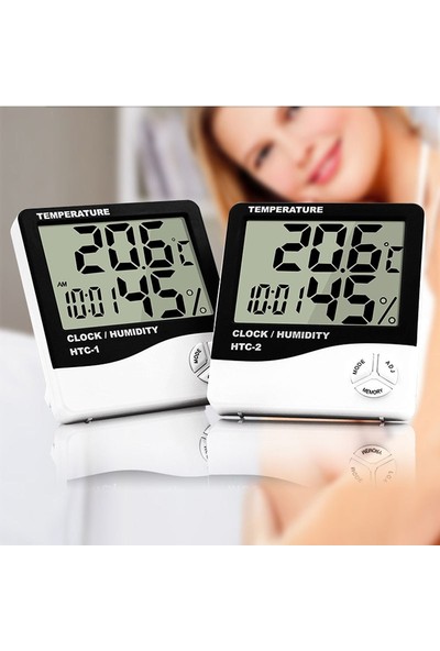 Ata Elektronik Htc-1 Dijital Termometre Sıcaklık ve Nem Ölçer Masa Saati Alarm Ata Elektronik Htc-1 Dijital Termometre Sıcaklık ve Nem Ölçer Masa Saati Alarm