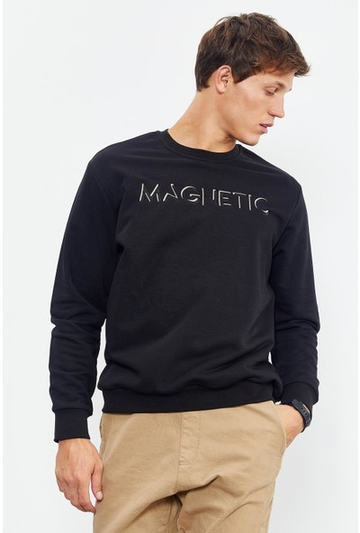 Tommy Life Siyah Erkek Yazı Nakışlı O Yaka Rahat Form Sweatshirt - 88020 Tommy Life Siyah Erkek Yazı Nakışlı O Yaka Rahat Form Sweatshirt - 88020