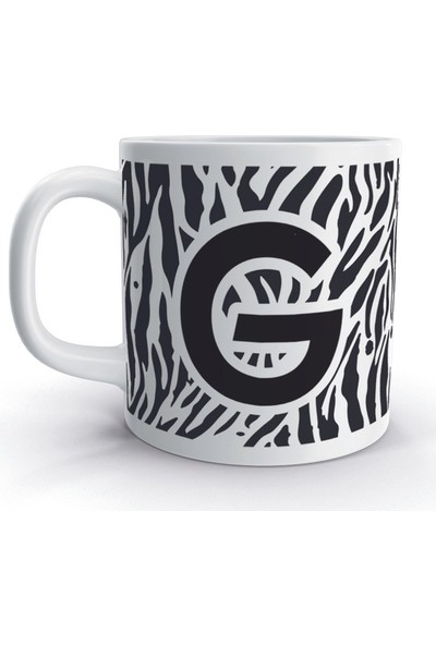 Rock'n Fox G Harfi Zebra Tasarım Desenli Harfli Kupa Bardak Rock'n Fox G Harfi Zebra Tasarım Desenli Harfli Kupa Bardak