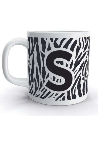 Rock'n Fox S Harfi Zebra Tasarım Desenli Harfli Kupa Bardak Rock'n Fox S Harfi Zebra Tasarım Desenli Harfli Kupa Bardak