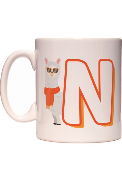Rock'n Fox N Harfi Lama Tasarım Desenli Harfli Kupa Bardak
