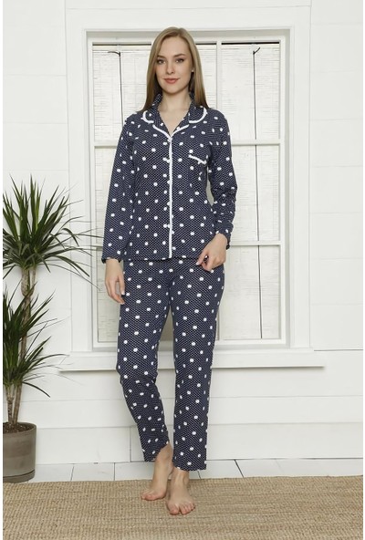 Estiva Kadın Puantiyeli Önden Düğmeli Pijama Takımı