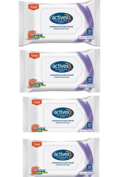 Activex Islak Mendil 56'lı Hassas x 4 (4'lü)