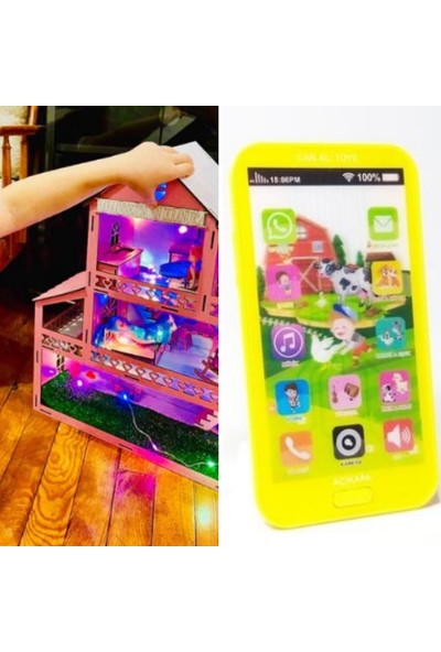 Belinay Çocuk Dünyası Ahşap Çocuk Oyun Evi 3 Katlı LED Işıklı Bebekli Bahçeli Türkçe Sesli Telefonlu Belinay Çocuk Dünyası Ahşap Çocuk Oyun Evi 3 Katlı LED Işıklı Bebekli Bahçeli Türkçe Sesli Telefonlu