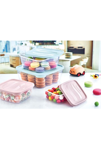 Züka 3'lü Kare Saklama Kabı Züka 3'lü Kare Saklama Kabı