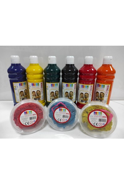 Südor Parmak Boyası 6'lı 3 lt 200 gr 3'lü Kinetik Kum Südor Parmak Boyası 6'lı 3 lt 200 gr 3'lü Kinetik Kum