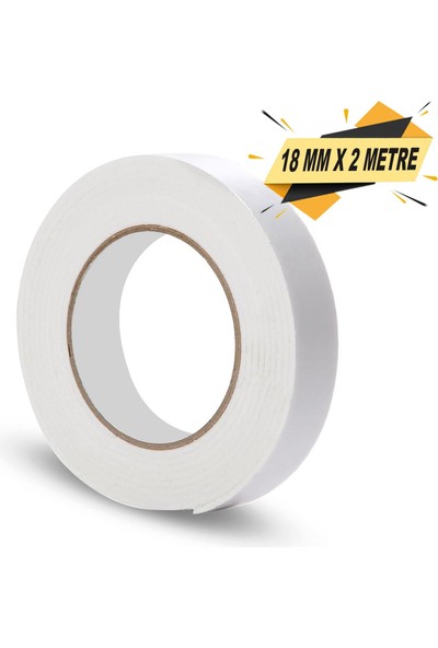 Badem10 Çift Taraflı Köpük Bant Montaj Bandı Beyaz 18 mm x 2 mt