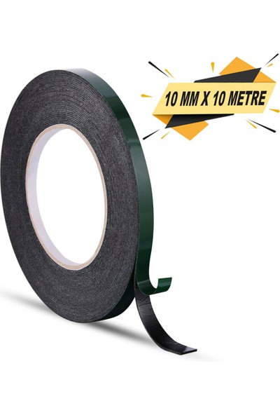Badem10 Çift Taraflı Köpük Bant Eva Montaj Bandı Siyah 10 mm x 10 mt