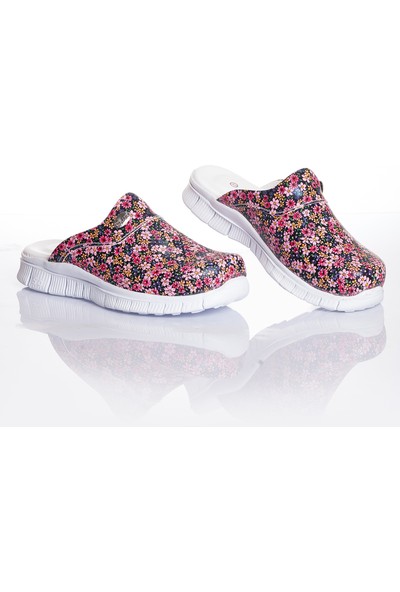 20tasarımterlik Çiçekler Temalı Ultra Hafif Tabanlı Medikal Sabo Terlik Hemşire Terliği Doktor Terliği Hastane Terliği