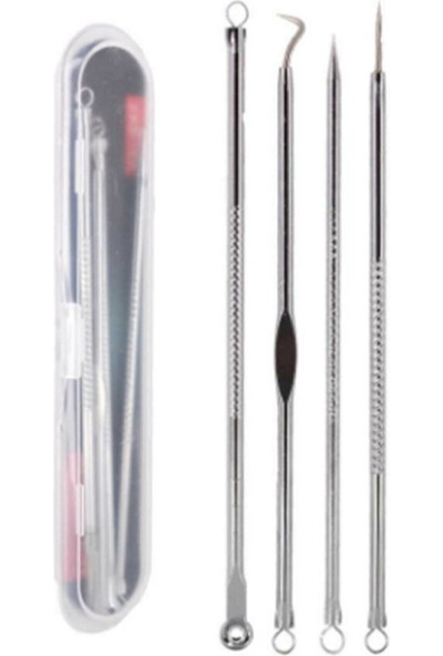 Izla Akne-Siyah Nokta Temizleyicipaslanmaz Çelik Komedon Gümüş Komedon Set 4'lü No:3