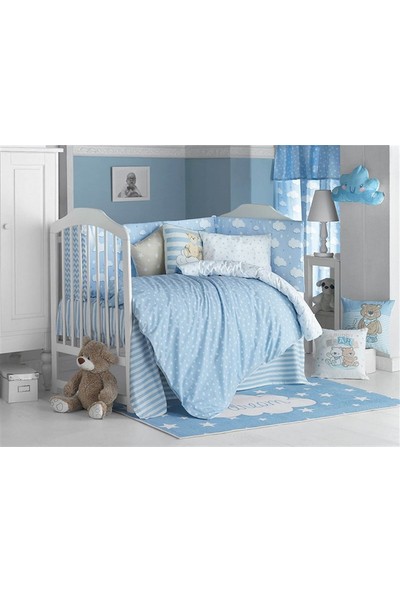 Jaju Baby Mavi Tasarım Bebek Nevresim Takımı ve Kenar Koruma Jaju Baby Mavi Tasarım Bebek Nevresim Takımı ve Kenar Koruma