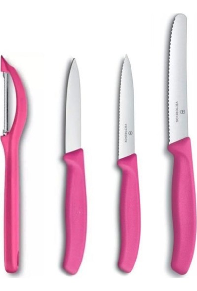 Victorinox Pembe 4 Parça Soyacak ve Bıçak Seti Victorinox Pembe 4 Parça Soyacak ve Bıçak Seti