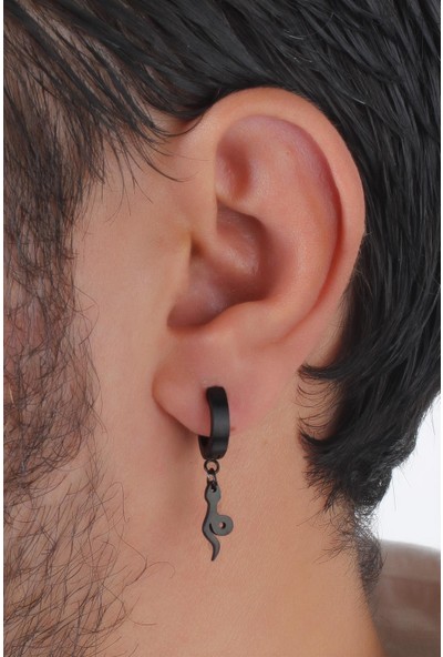 Madame Concept Sallantı Yılan Figürlü Siyah Renk Çelik Erkek Halka Küpe Madame Concept Sallantı Yılan Figürlü Siyah Renk Çelik Erkek Halka Küpe