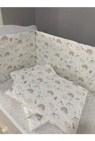 Jaju Baby Dağ ve Gökkuşağı Desenli Beşik Kenar Koruma Özel Ölçü Jaju Baby Dağ ve Gökkuşağı Desenli Beşik Kenar Koruma Özel Ölçü