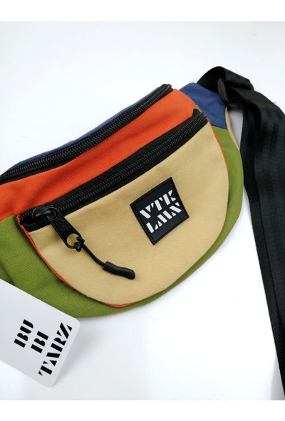 Vatkalimon Renkli Krem Omuz ve Bel Çantası