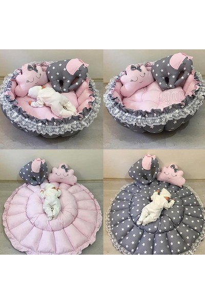 Jaju Baby Gri Yıldız Pembe Kombin Açılır Kapanır Oyun Minderi Babynest Jaju Baby Gri Yıldız Pembe Kombin Açılır Kapanır Oyun Minderi Babynest