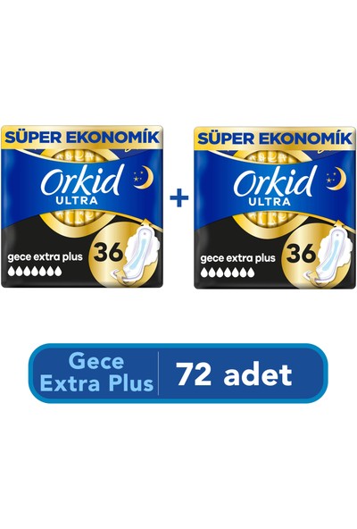 Orkid Ultra Extra hijyenik Ped Gece Extra Dörtlü Paket 72 Ped Orkid Ultra Extra hijyenik Ped Gece Extra Dörtlü Paket 72 Ped