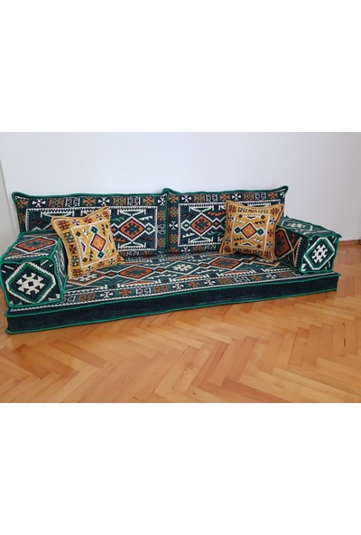 Coton Anadolu Desenli Şark Köşesi Minderi Ikili Sedir Takımı Sünger Dahil Yeşil ( 7 Parça Dolu ) Coton Anadolu Desenli Şark Köşesi Minderi Ikili Sedir Takımı Sünger Dahil Yeşil ( 7 Parça Dolu )