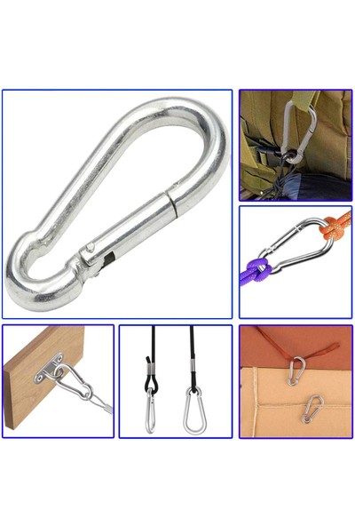 Badem10 Karabina Yaylı Galvanizli Çelik Salıncak Hamak Askı Kilidi Çap: 10 mm (2 Adet) Badem10 Karabina Yaylı Galvanizli Çelik Salıncak Hamak Askı Kilidi Çap: 10 mm (2 Adet)