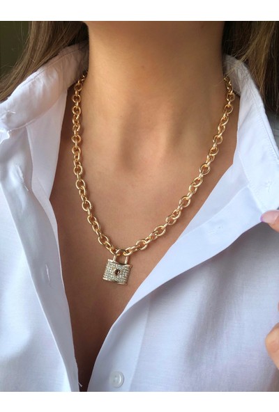 Misshing Kadın Kilit Kolye Gol Detay Zirkon Taş Kolye Misshing Kadın Kilit Kolye Gol Detay Zirkon Taş Kolye