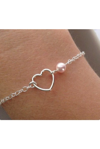 Hayal Et Takı Kalp Figürlü Inci Taşlı 925 Ayar Gümüş Bileklik Hayal Et Takı Kalp Figürlü Inci Taşlı 925 Ayar Gümüş Bileklik