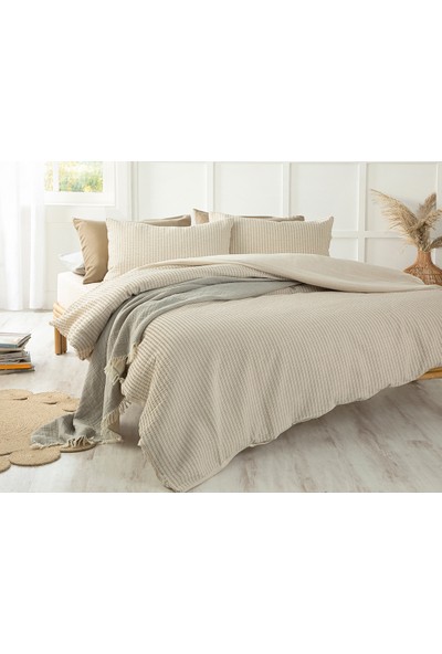 English Home Curly Gofre Tek Kişilik Nevresim Takımı 160X220 cm Bej