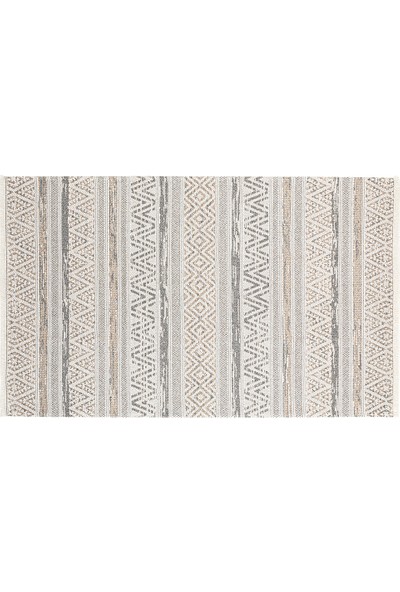 English Home Cotton Modern Dokuma Halı 116X180CM Bej-Gri
